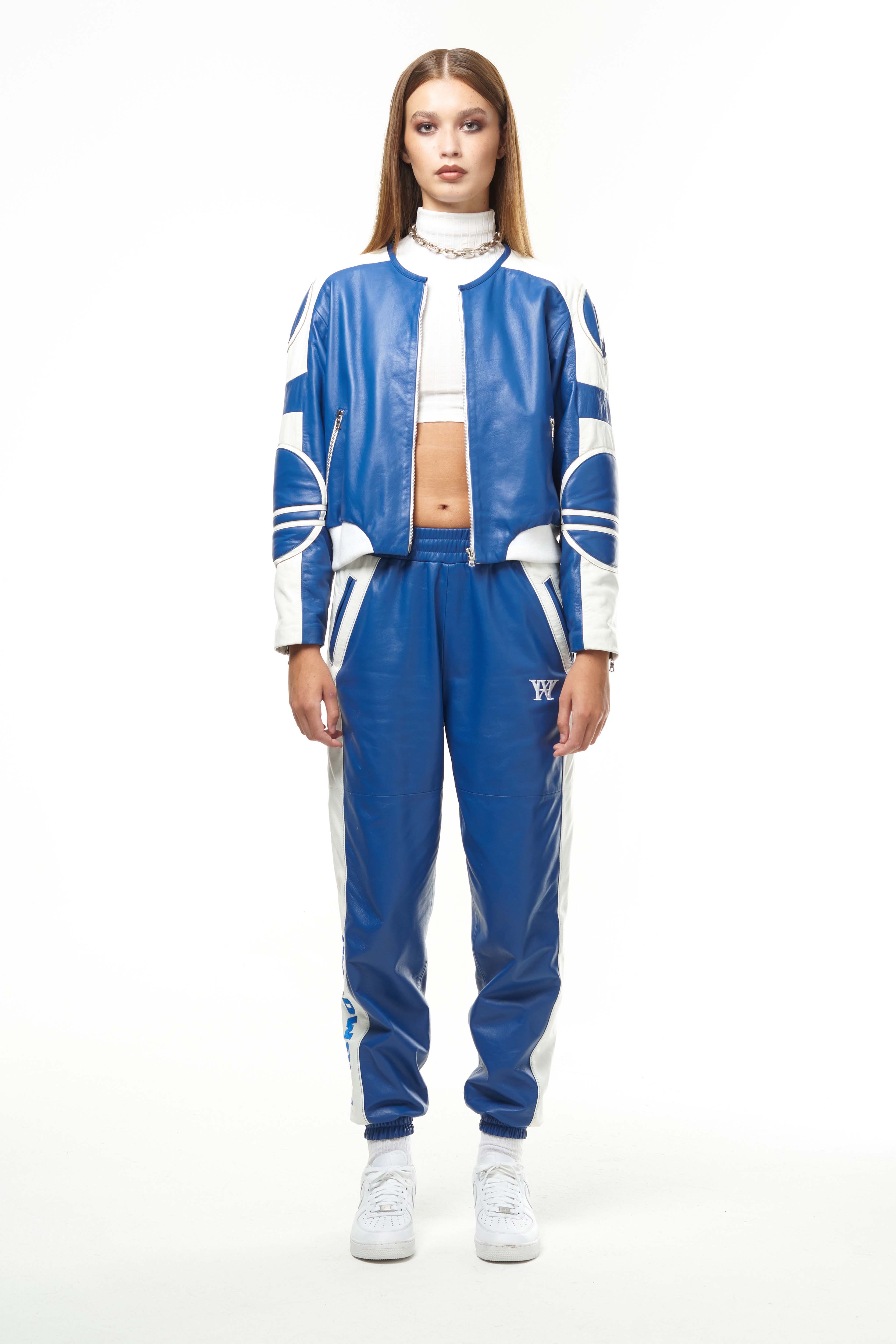 HARDWARE LDN LIMITED EDITION WHITE AND ROYAL BLUE BIKER JACKET