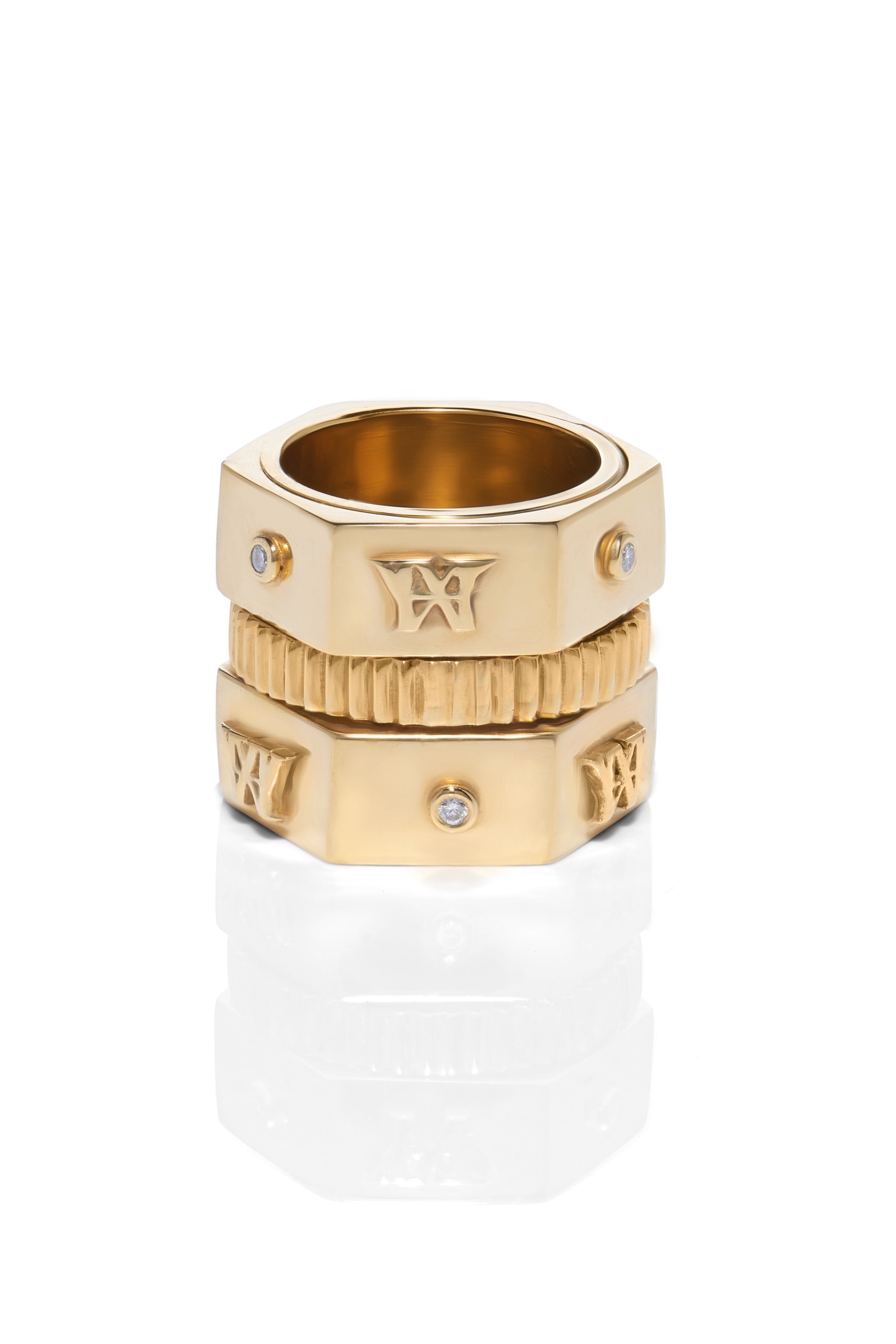 3 in 1 Gold Triple Stack Screw Ring - Hardware LDN